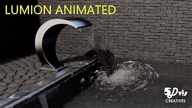 LUMION ANIMATED FOUNTAIN Cobra cascade water fountain 3d model