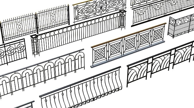 Hand rail fence 3d model wroguht