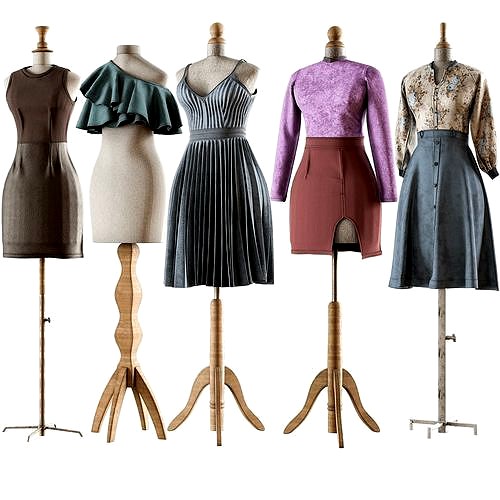 sewing mannequin with clothes PBR low poly 4k 3d model
