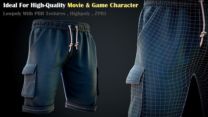 Men Shorts Lowpoly With PBR Textures 3d model
