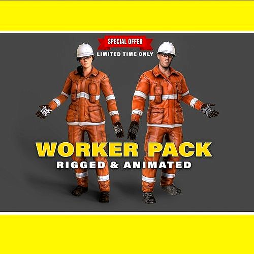 Worker Character Pack RIGGED 3d model
