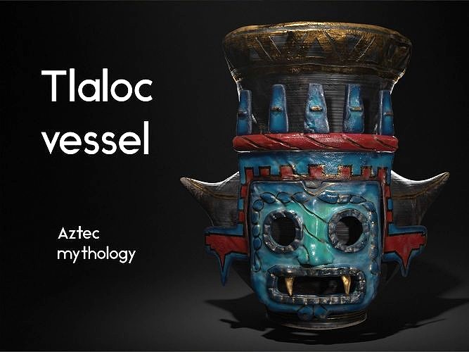 Tlaloc vessel - Aztec mythology 3d model