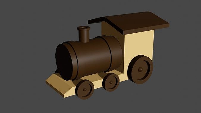 Beautiful low poly Train locomotive 3d model