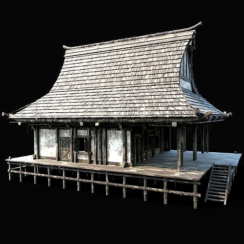 JAPAN CHINESE FEUDAL HOUSE DOJO ASIAN HUT CABIN VILLAGE SAMURAI 3d model