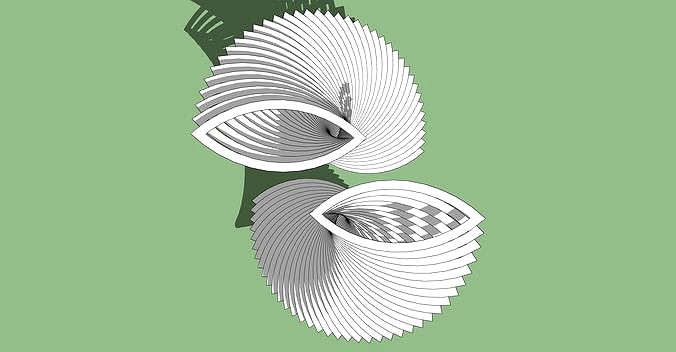 Twin Leaf Column 3d Sketchup model