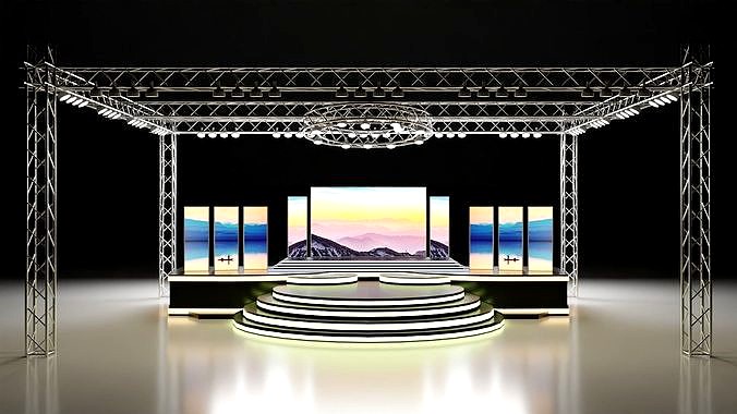 Corporate and Concert Event Stage 3D Model with Display