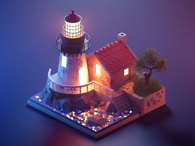lighthouse 3D model render In blender
