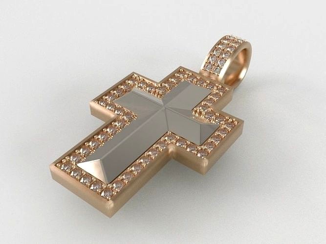 Beveled Cross Pendant - Large | 3D model