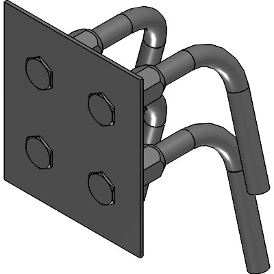 HSC-B Set 2 Long console steel connector bent 3d model