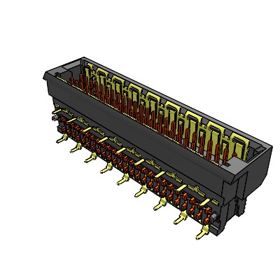 MicroSpeed Male Connector - 50-pin, right angle, SMT 3d model