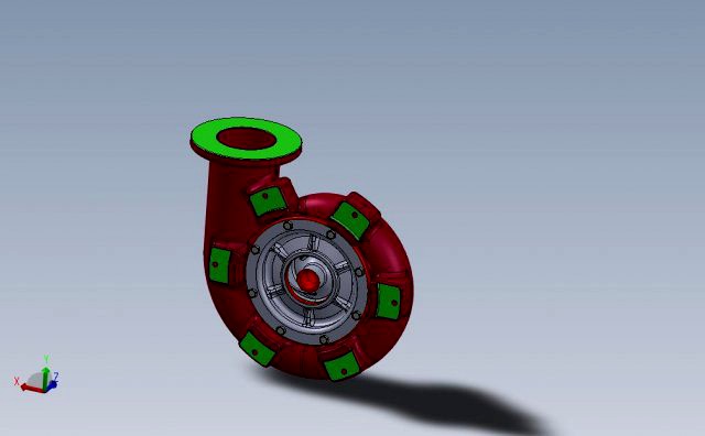 Centrifugal pump volute casing with impeller 3d model
