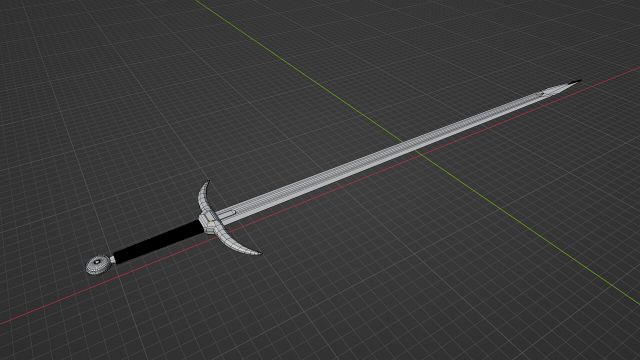 Game ready low poly sword 3d model