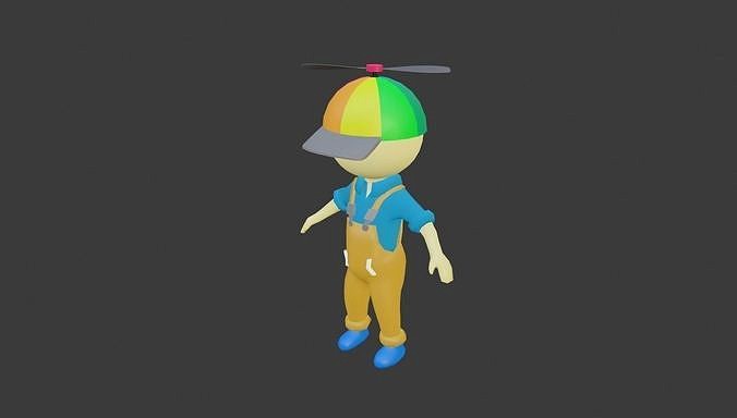 Stickman with cloth and rainbow hat 3d model