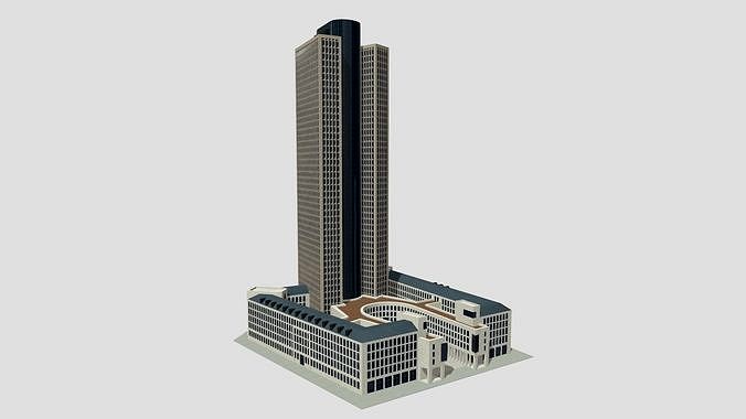 Tower 185 Skyscraper Low Poly PBR Realistic 8K Textures 3d model