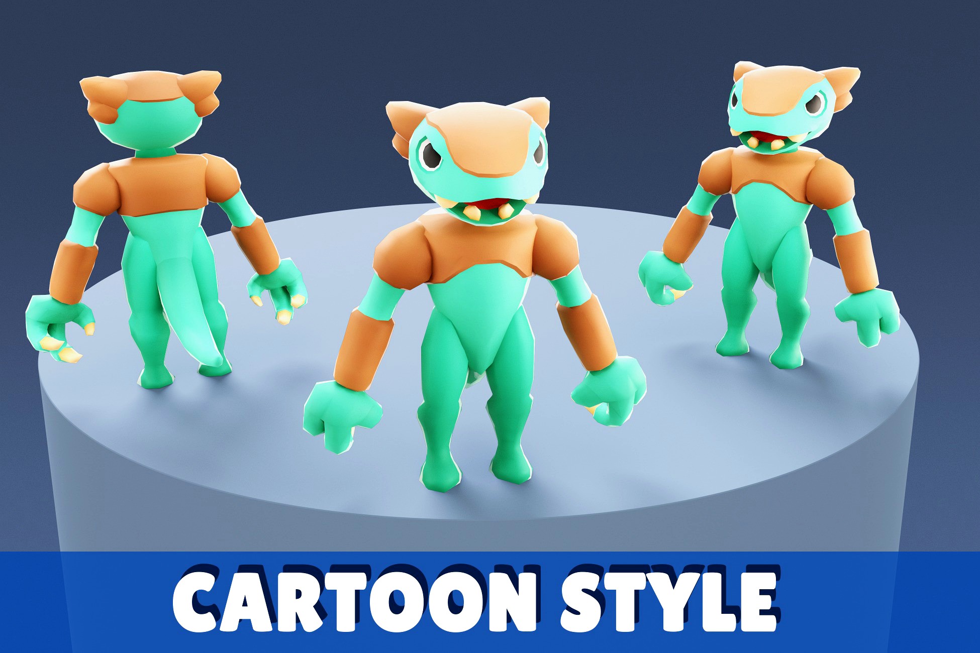 Cartoon Characters - Medium Frogwolf Warrior 3d model