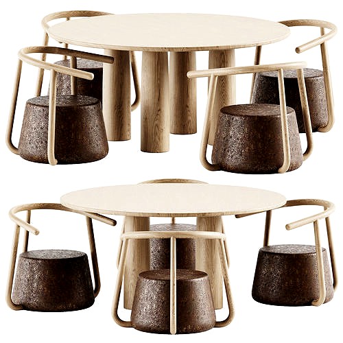 Il Colonnato Table by Kettal and Ypsilon Chair by BlackCork 3d model