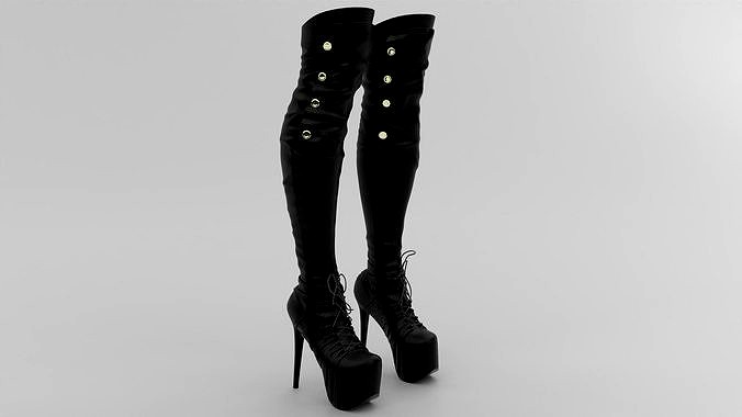Realistic High Heeled Boots 14 - Rigged - 4K Textures 3d model
