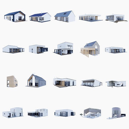 House Pack of 20 - created with Revit Family 3d model