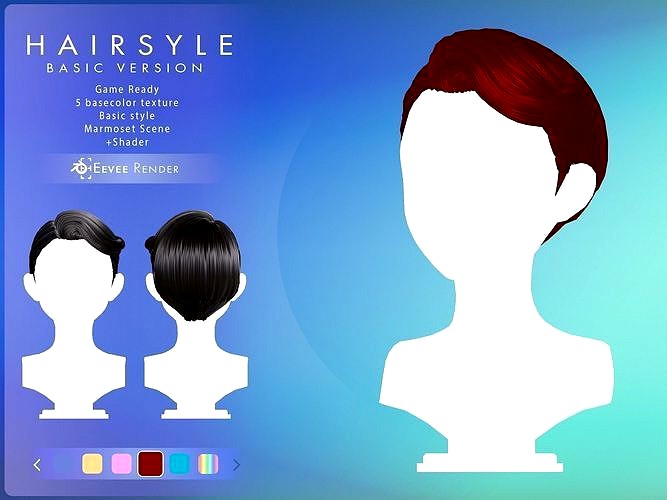 Game Hair - Stylized Male Hairstyle V1 3d model