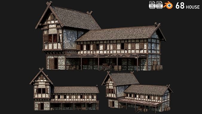 Old Medieval Building House 4K Textures GameReady 68 3d model