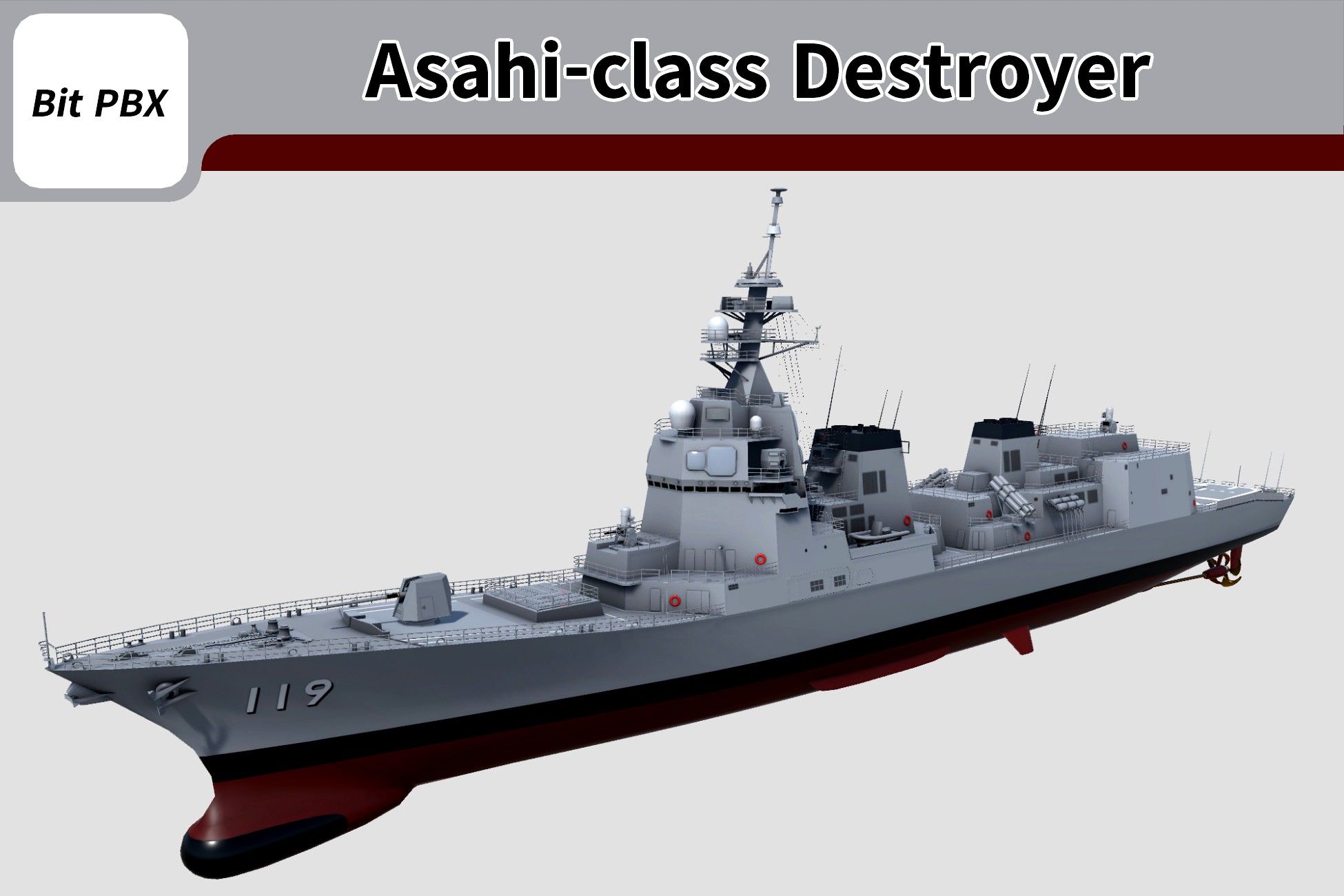 Japanese modern military ship Asahi-class destroyer 3d model