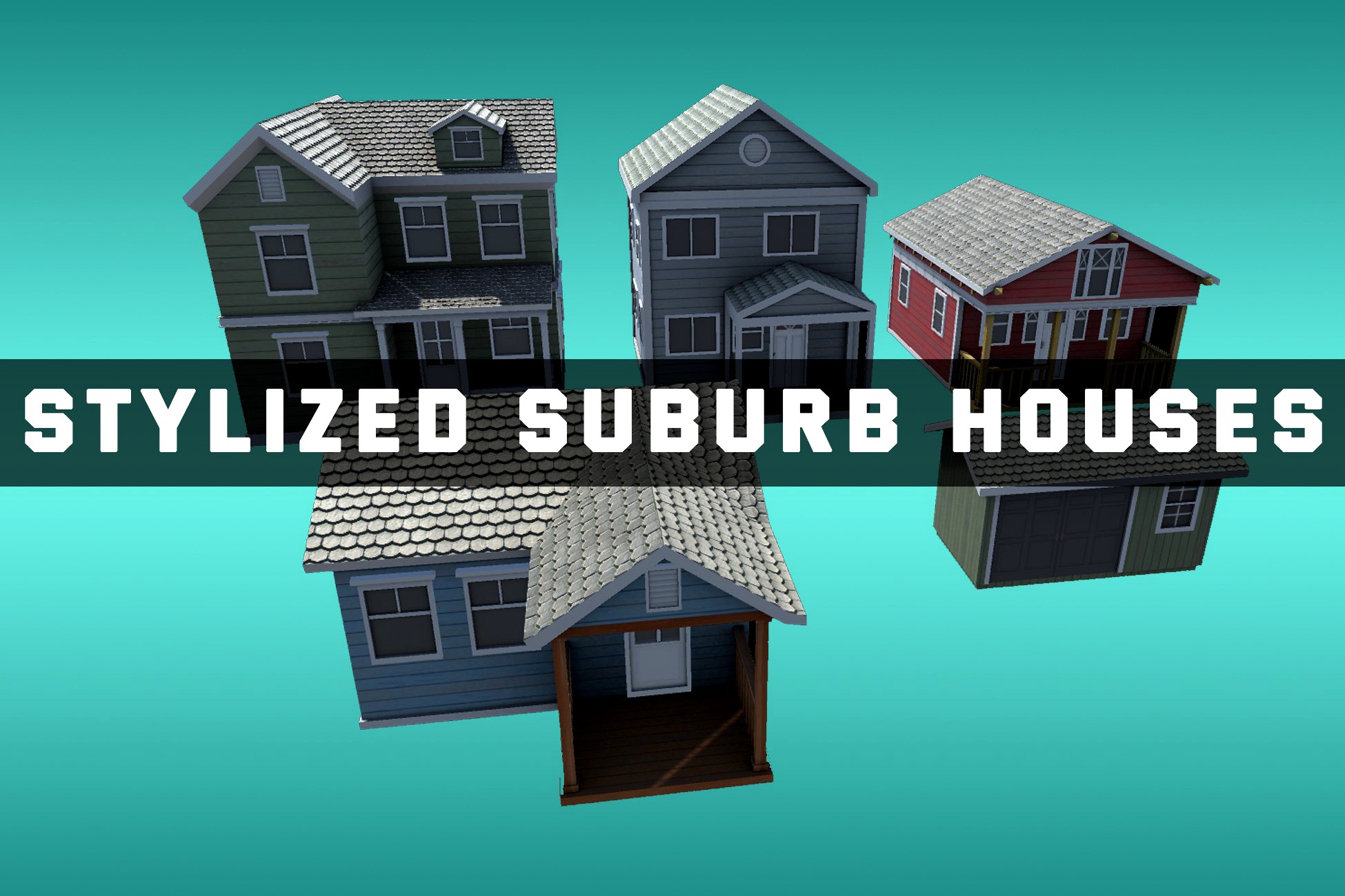 Stylized Suburb Houses 3d model
