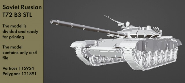 Soviet Russian tank T 72 B3 STL 3d model
