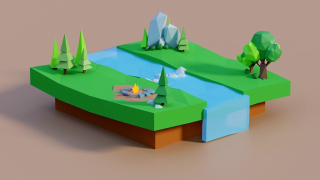 Outdoor low poly 3d model