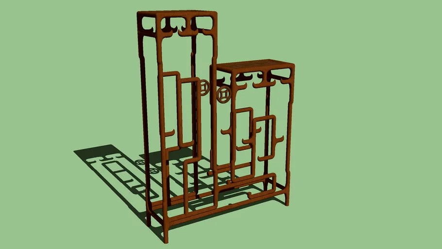 Chinese furniture- Qing-dynasty style potted plant display rack 3d model