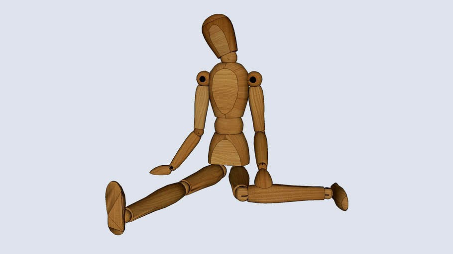 Boneco articulado de madeira 3d model