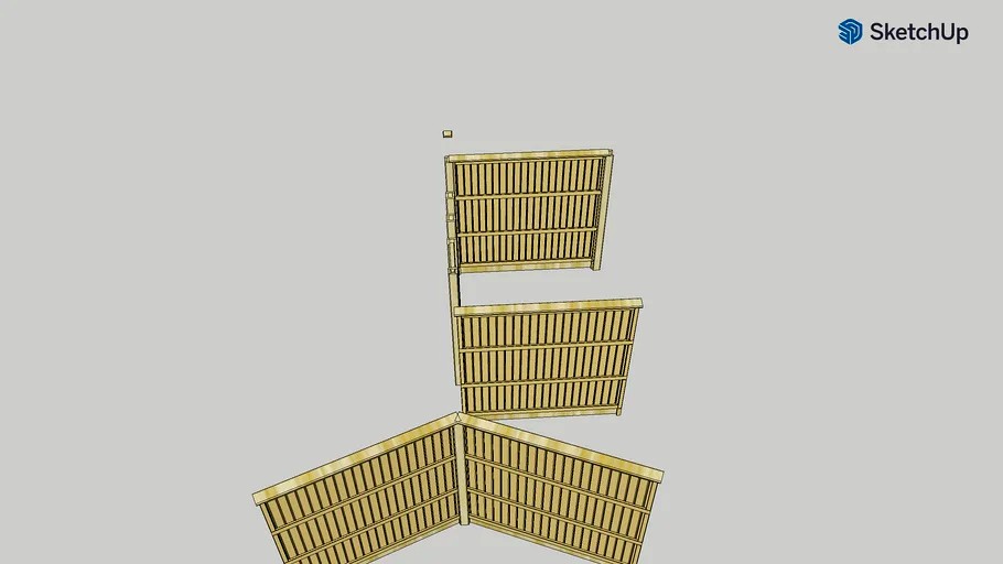 Tongue and Groove Fence Panel and Components 3d model