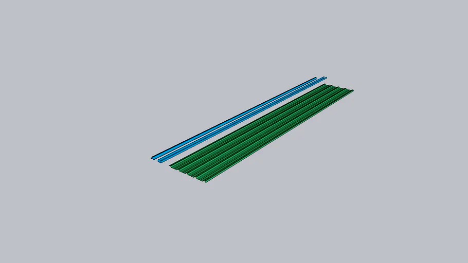 Batten C Channel Metal Roof 3d model