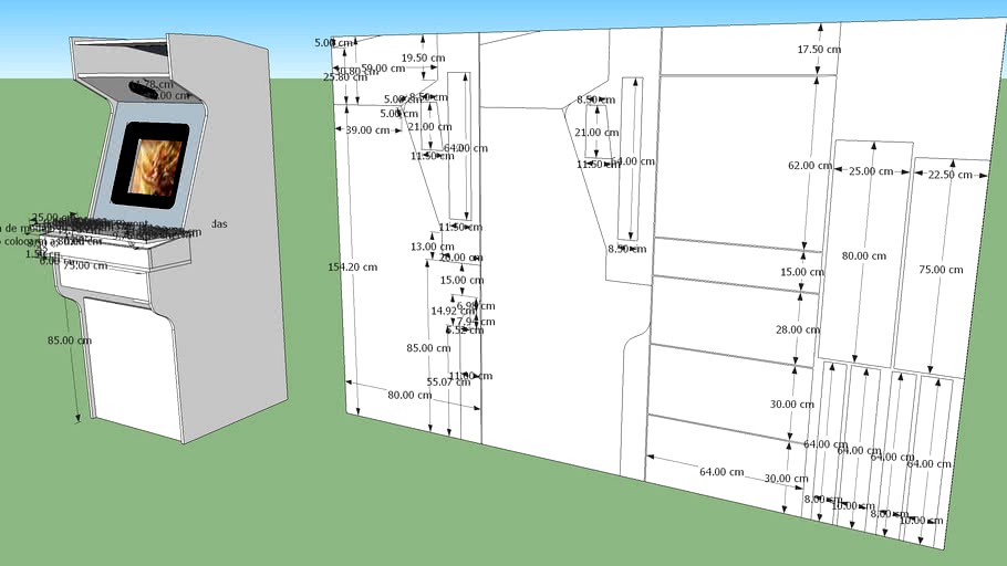 Projeto Arcade Fliperama Grande 3d model