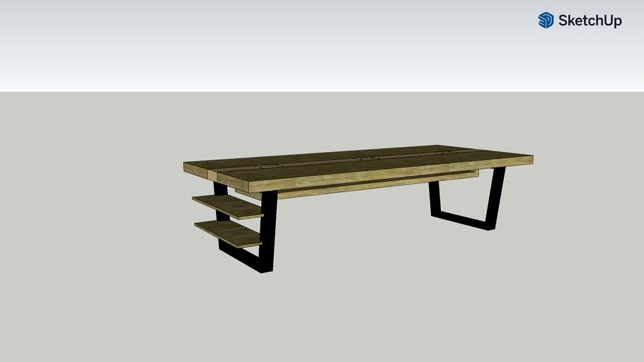 meja meeting minimalis modern dengan rak 3d model