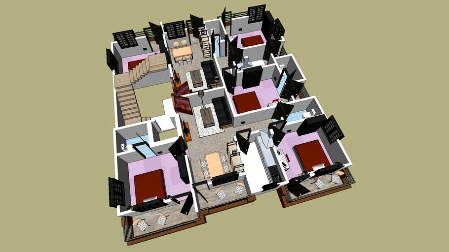 Apartment floor layout 3d model