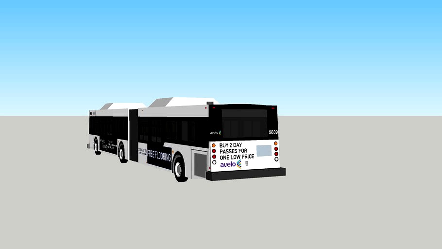 1998 new flyer d60lf articulated bus 3d model