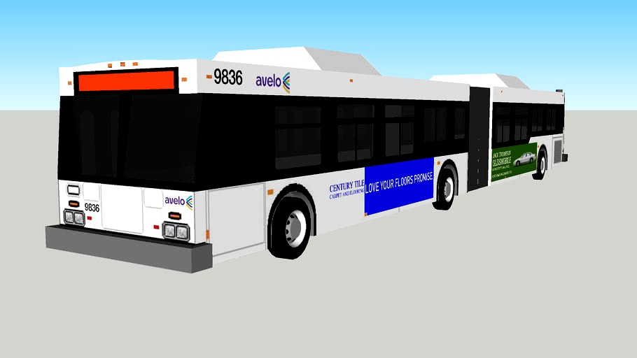 1998 new flyer d60lf articulated bus 3d model