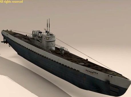 Type IX Uboat submarine 3D Model