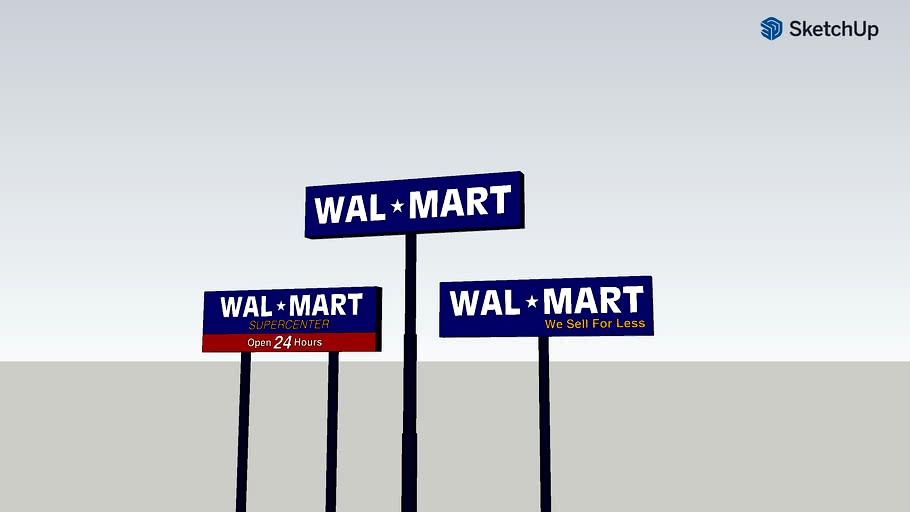 Walmart Pylon Signs 20210701 3d model
