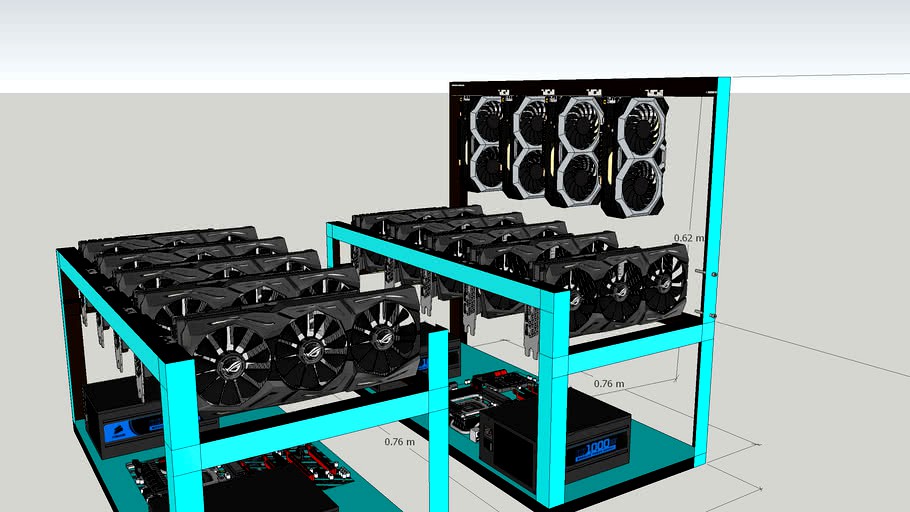 GPU mining rig 3d model