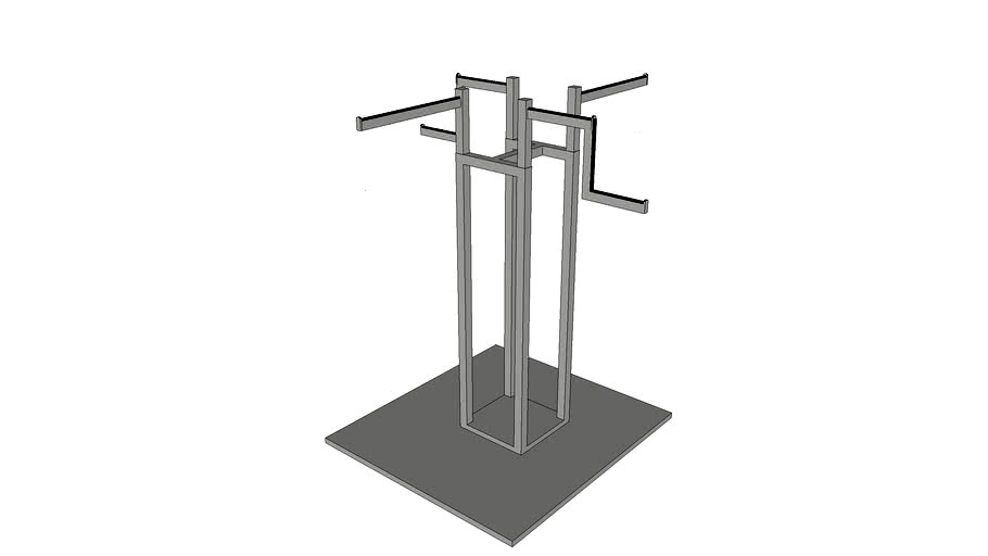 4-Way Clothing Floor Fixture (Retail) 3d model