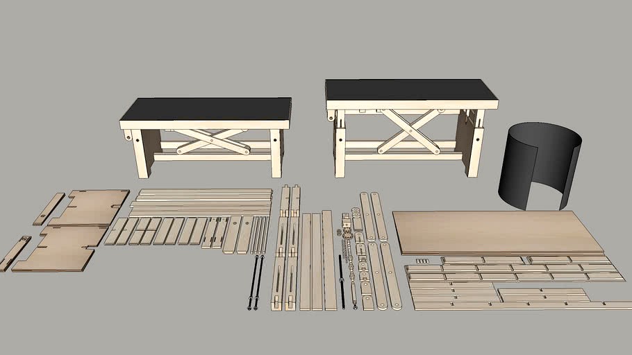 Adjustable height workbench 3d model