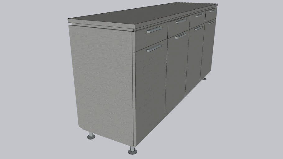 teknion credenza with doors and drawers 3d model