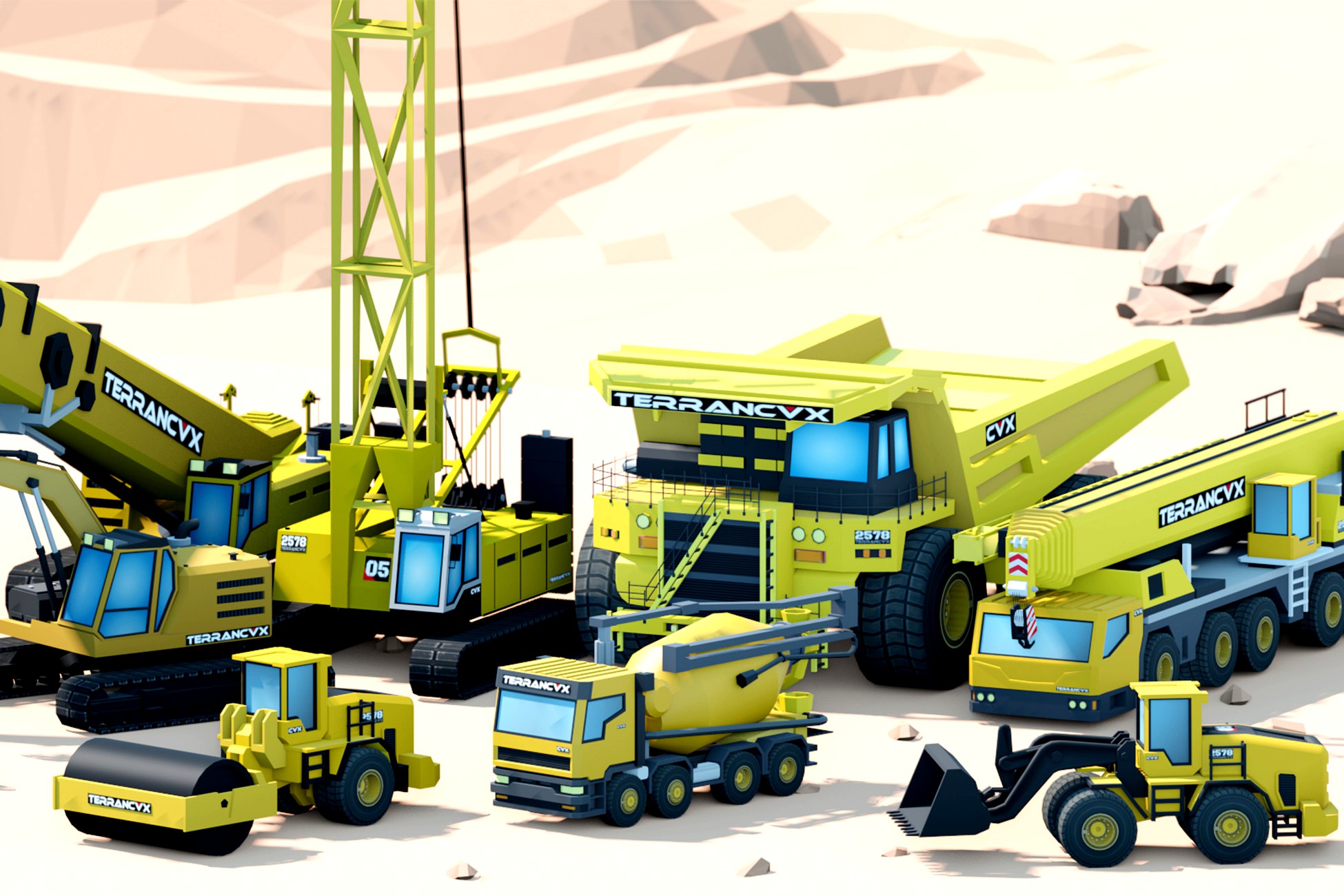 Construction Vehicles 3d Pack model