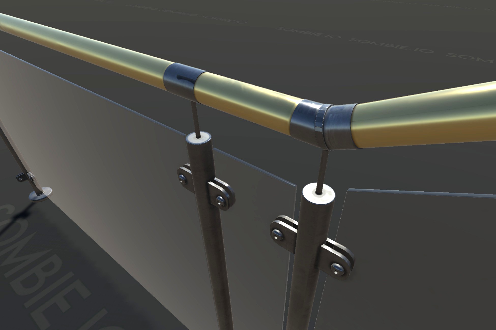 Metal and Glass Railing 3d model