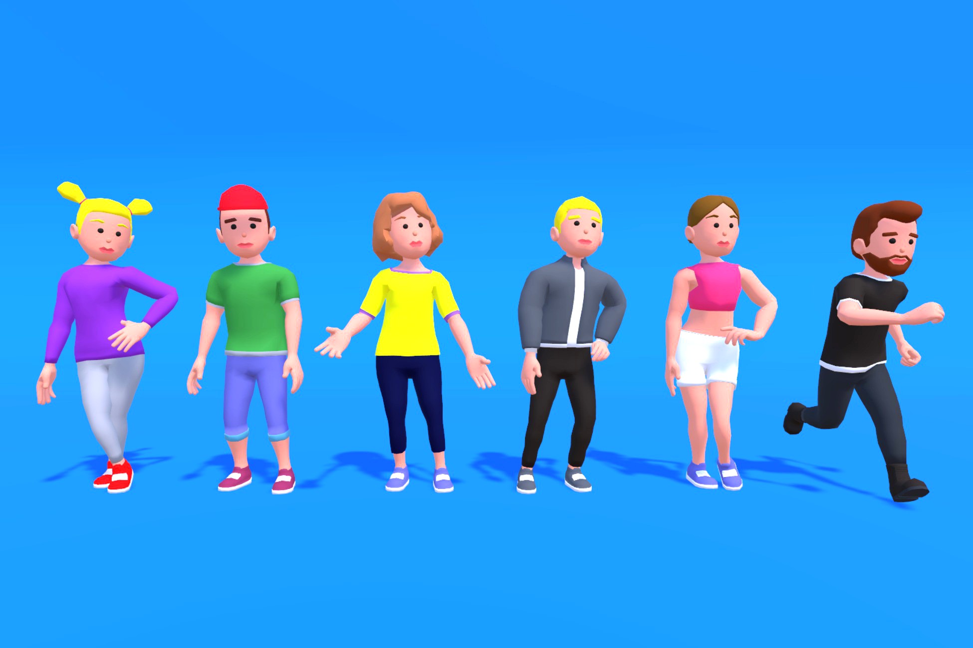 Hypercasual Cartoon Characters Bundle + 504 3D Icons model