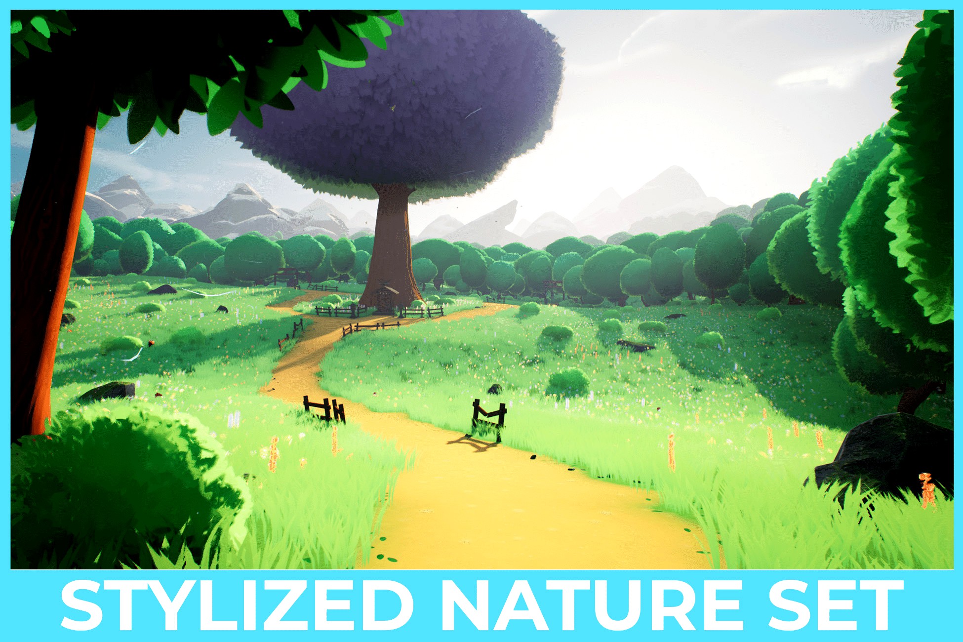 3D set of stylized nature - GHIBLI style model