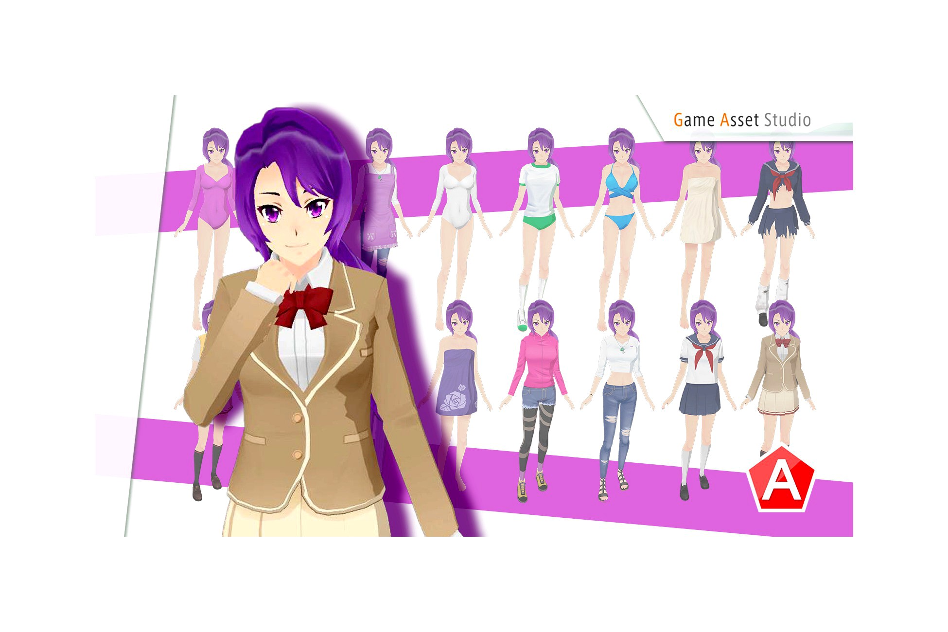 Reina Character Pack 3d model