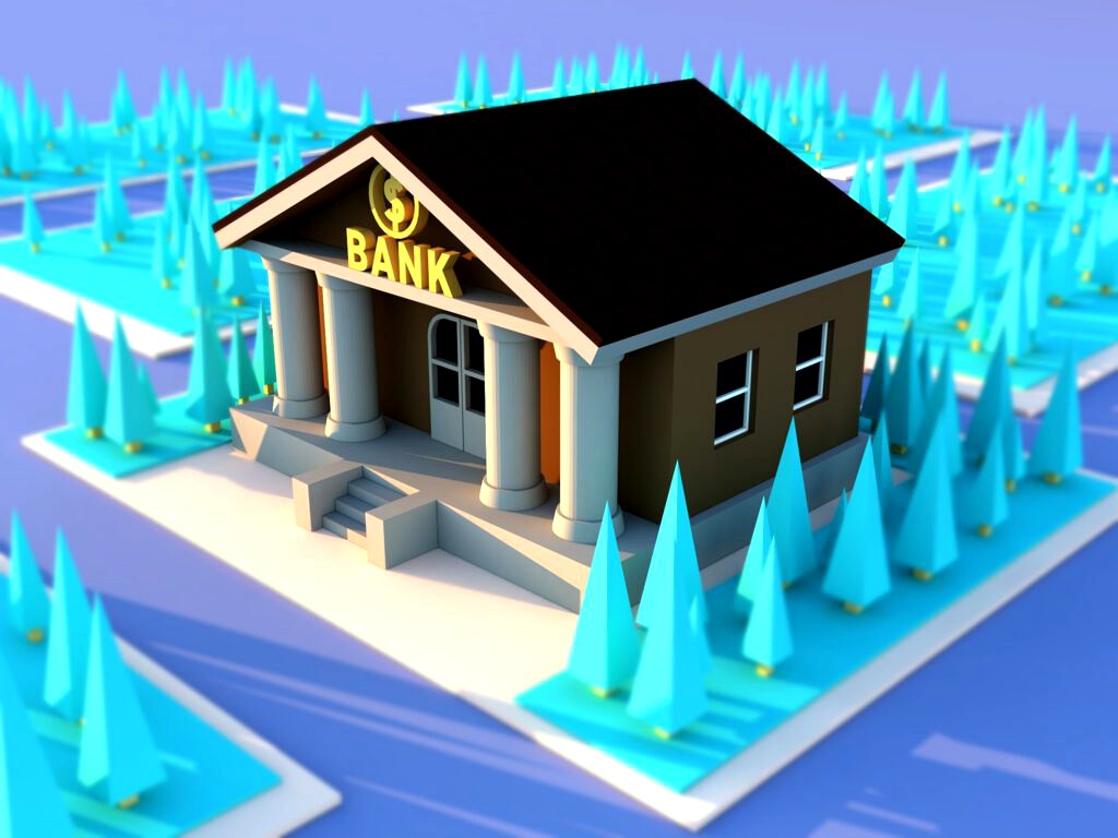 Cute cartoon city bank (334654) 3d model