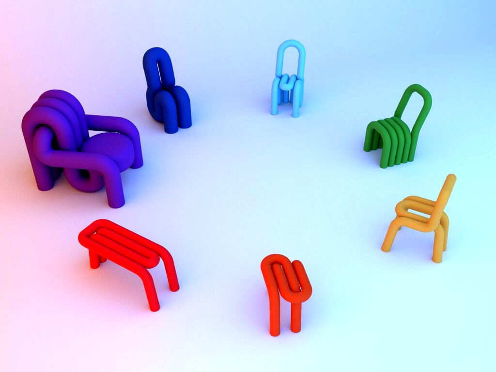 Moustache Big-Game Bold Stool/table set (329362) 3d model